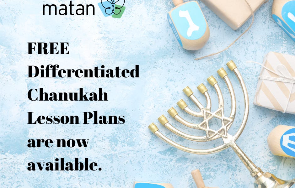 Free Hanukkah Lesson plans from Matan - by JDIN