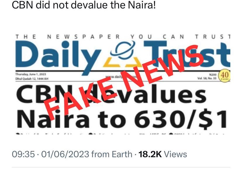 Naira devaluation fake news – CBN - Metro