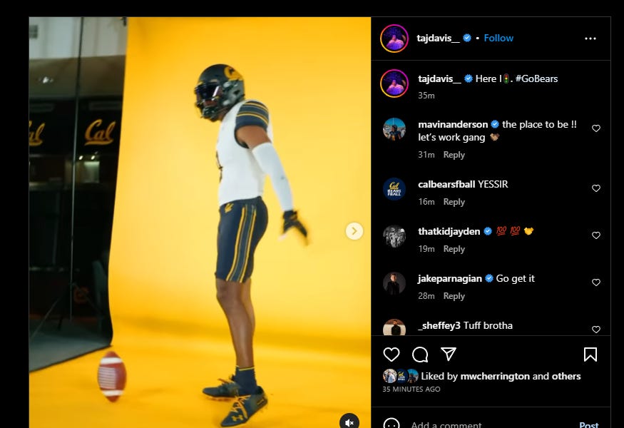 Cal Adds Washington Huskies WR Taj Davis via the Portal