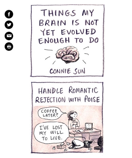 The New Yorker: Brain Evolution Cartoon - by Connie Sun