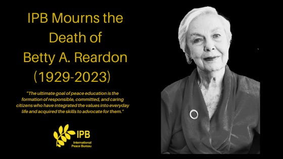 Celebrated peace educator Betty Reardon dies at 94