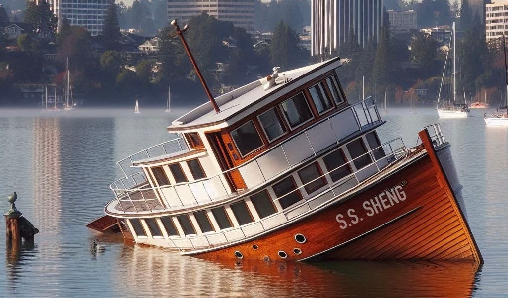 Sheng's sinking ship - by Steve Tavares