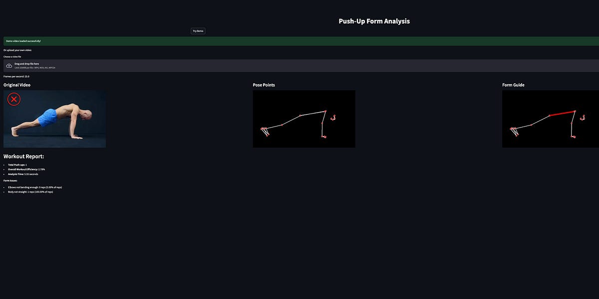 Push-Up Form Analysis using Mediapipe - by Nihar Palem