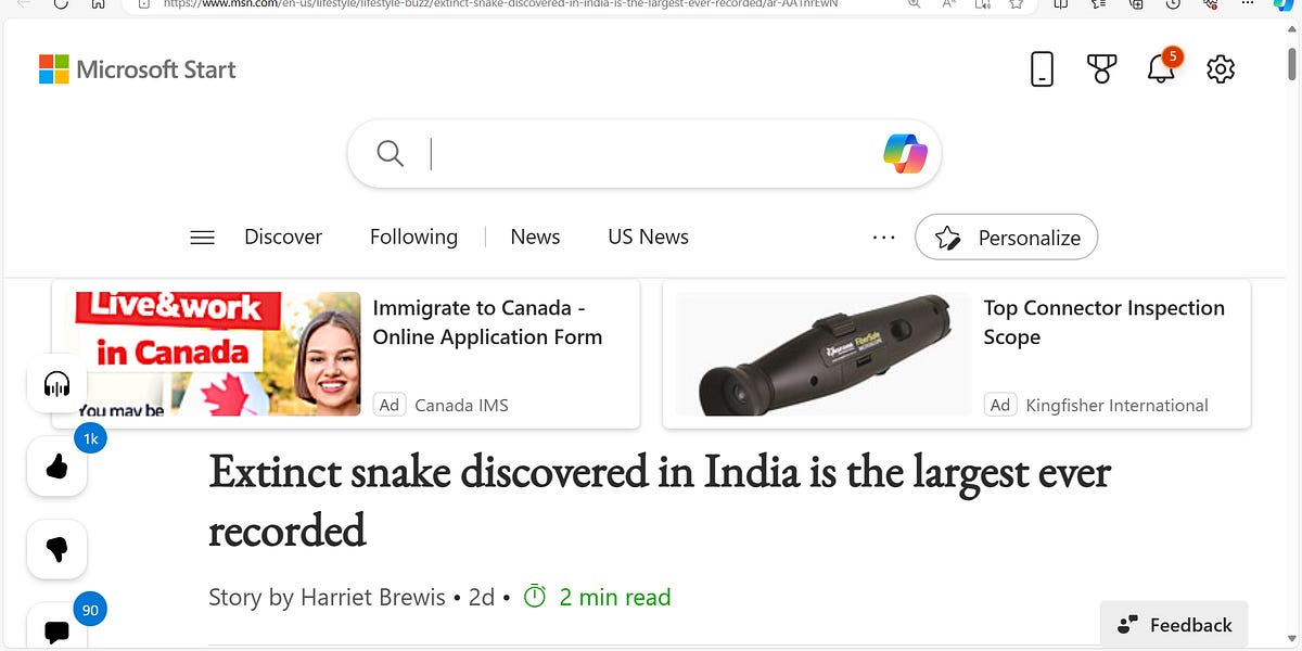 'Extinct snake discovered in India is the largest ever recorded' & is ...