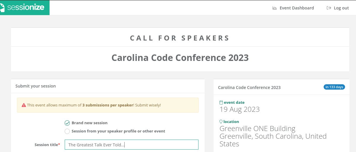 Call for Speakers is now open! | Carolina Code Conference