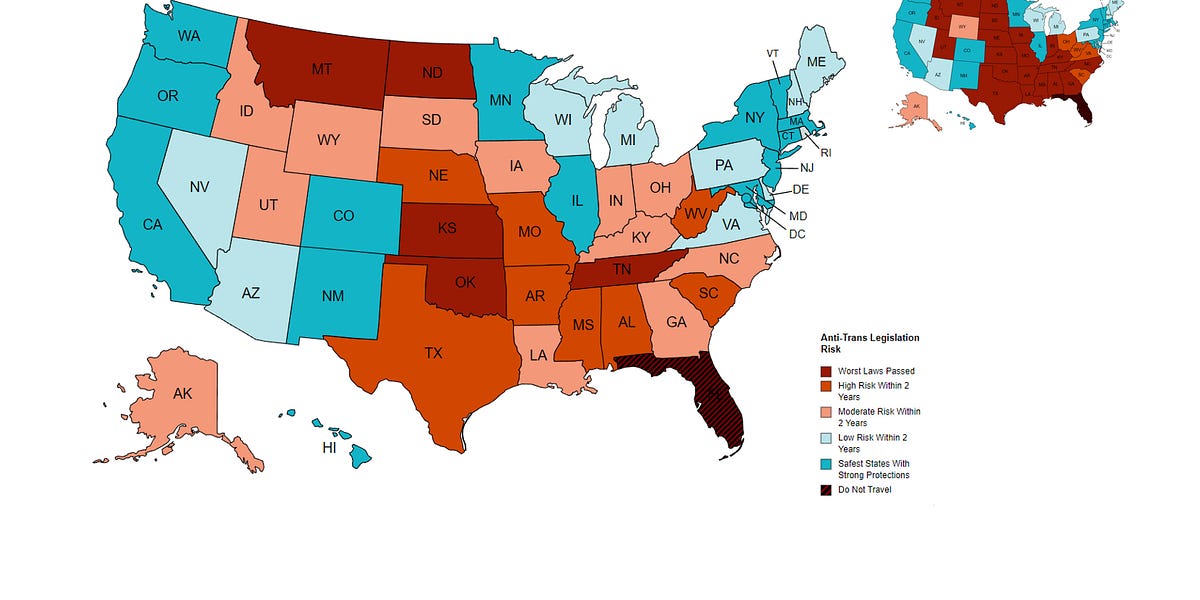 Anti-Trans Legislative Risk Assessment Map: New Adult Map