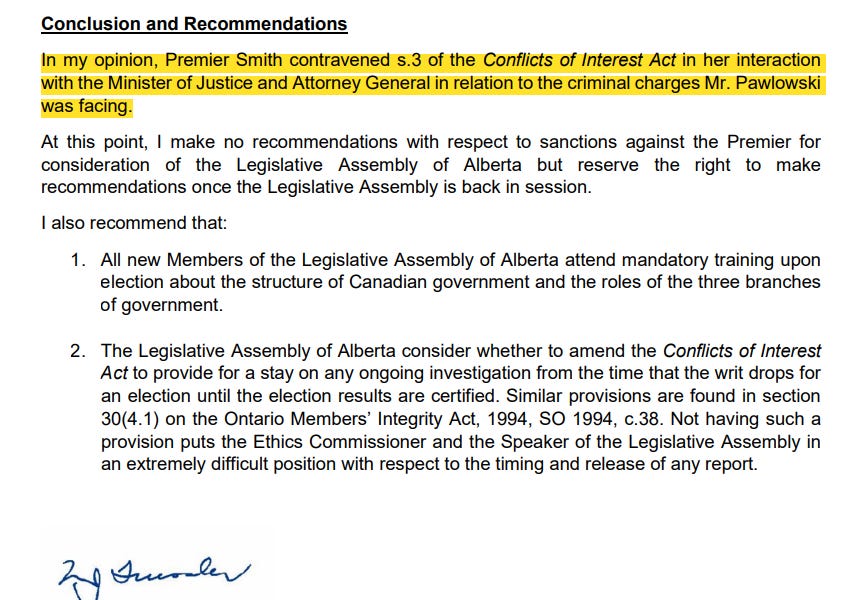 Ethics Commissioner finds Alberta Premier Danielle Smith violated the ...