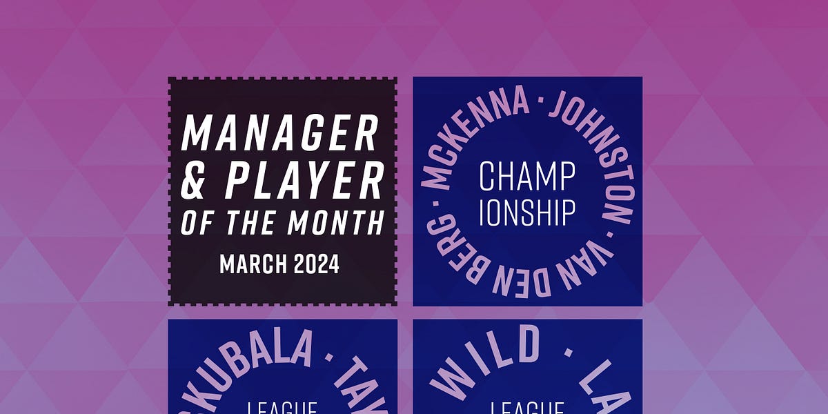 Manager and Player of the Month Awards – March 2024