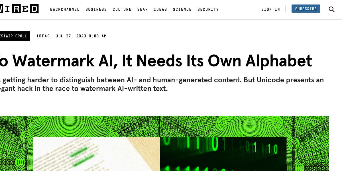 How to watermark AI - by Alistair Croll - Interesting bits