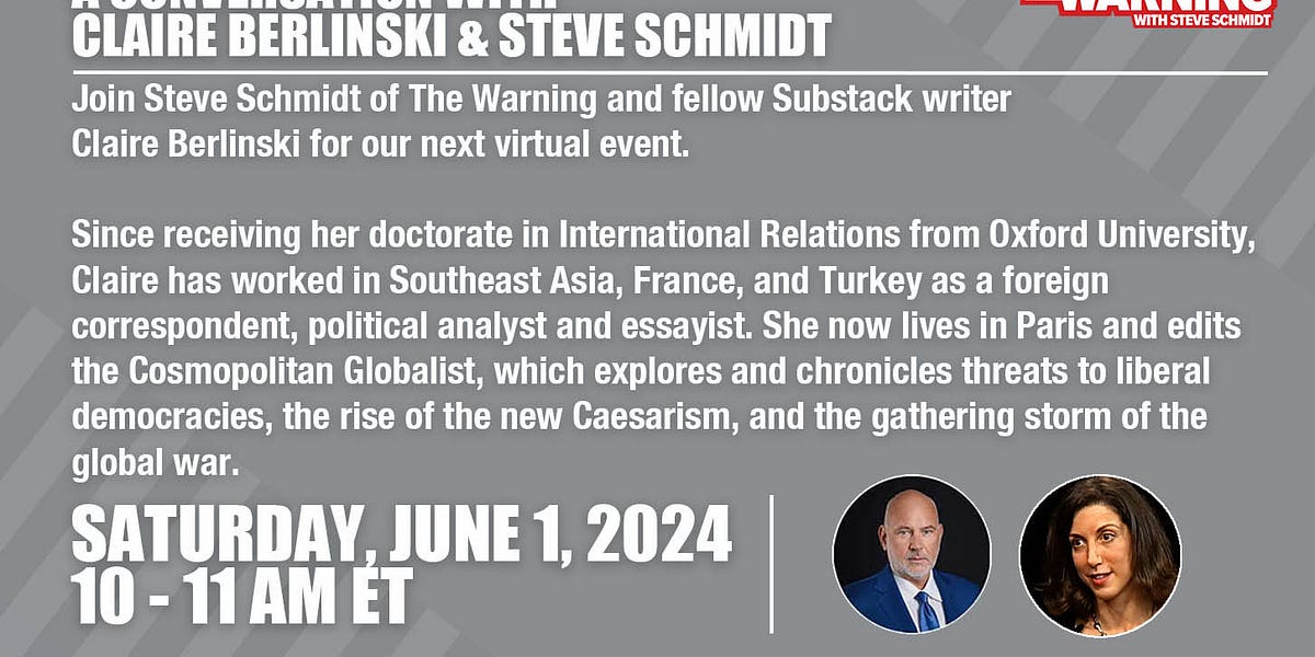 REMINDER: A Conversation with Claire Berlinski TODAY from 10 - 11 am ET
