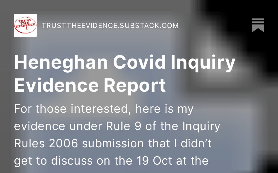 Heneghan Covid Inquiry Evidence Report - by Carl Heneghan