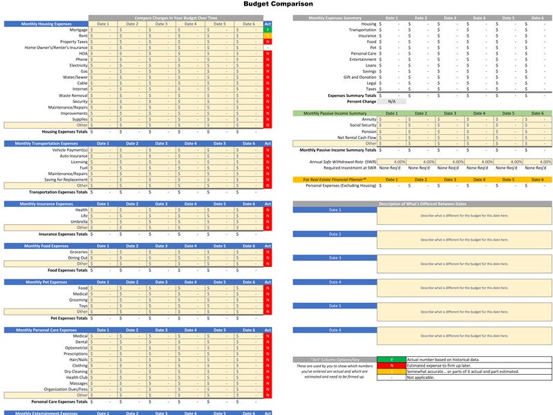 Budget Comparison Spreadsheet - by James Orr