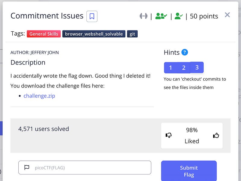 PicoCTF 2024 — Commitment Issues - VISCID’s Substack