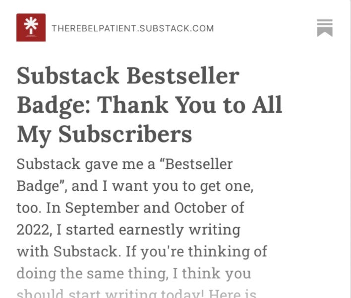 Substack Bestseller Badge: Thank You to All My Subscribers