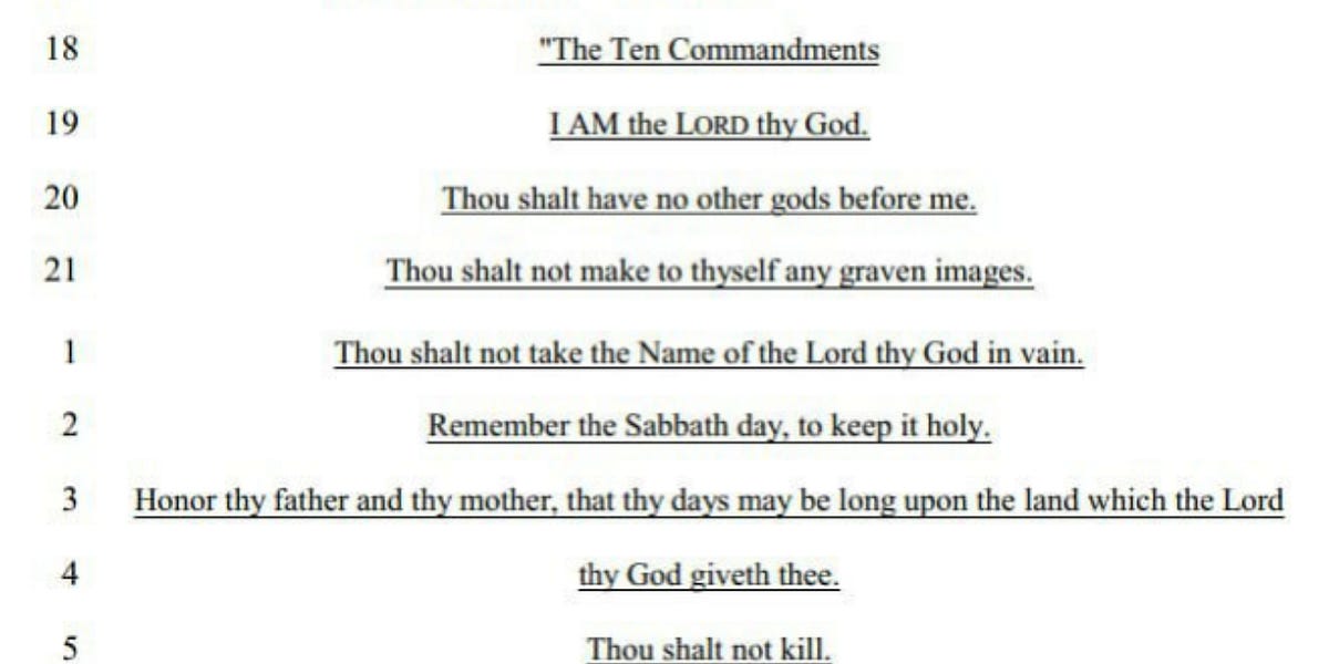 Louisiana Is The First State to Authorize a Poster of The Ten ...