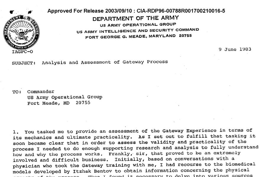 Declassified CIA/US ARMY Intelligence Analysis -Assessment Of Gateway ...