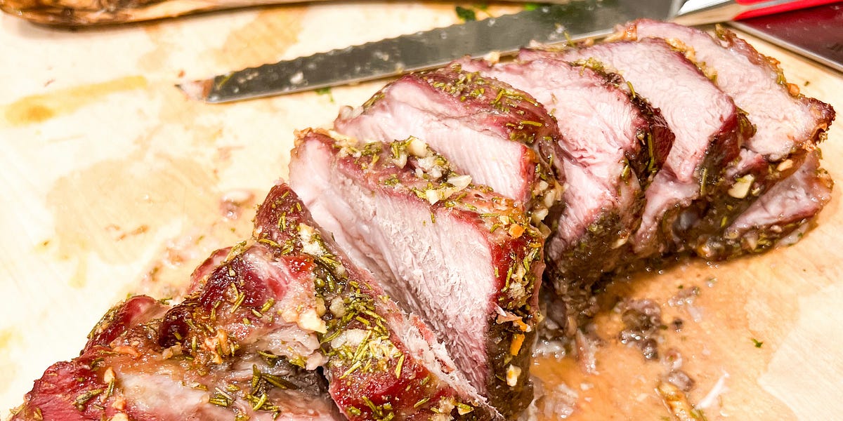 rosemary garlic pork shoulder with sweet potato puree