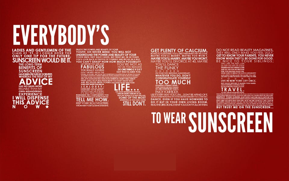 Wear Sunscreen — Poetry is for everyone #8