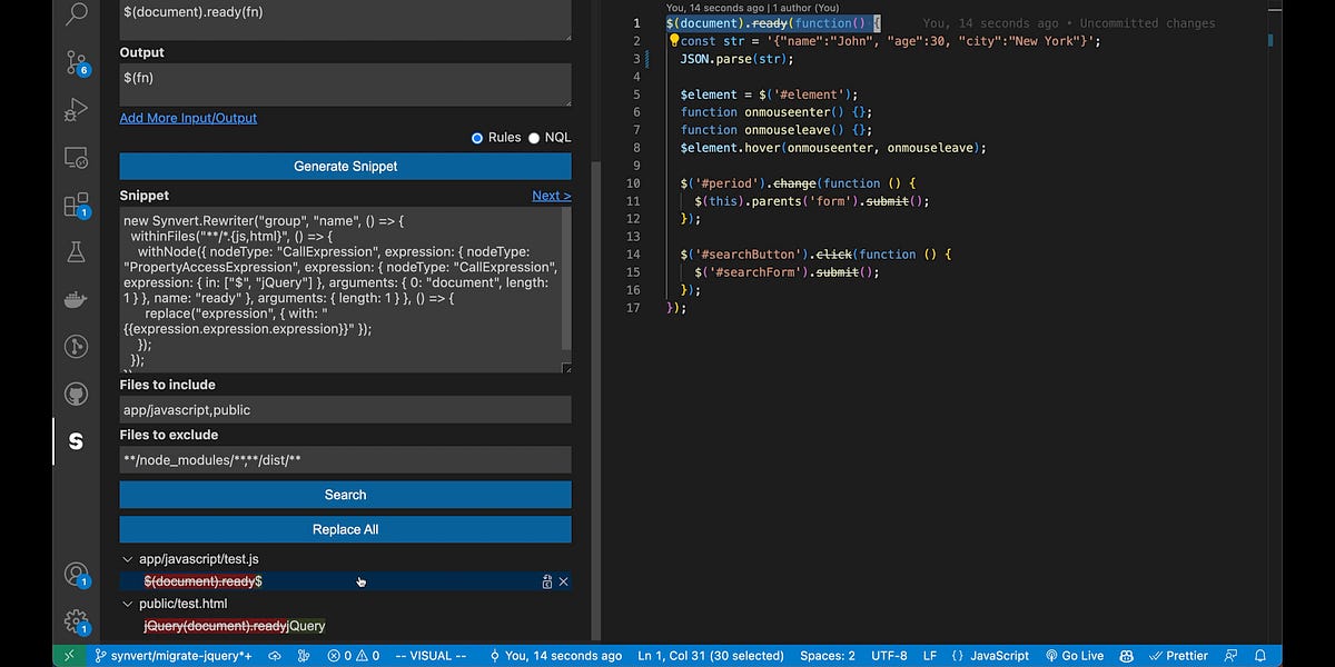 Use Synvert to automatically migrate JQuery (Part 1) Use Synvert to automatically migrate JQuery (Part 1)