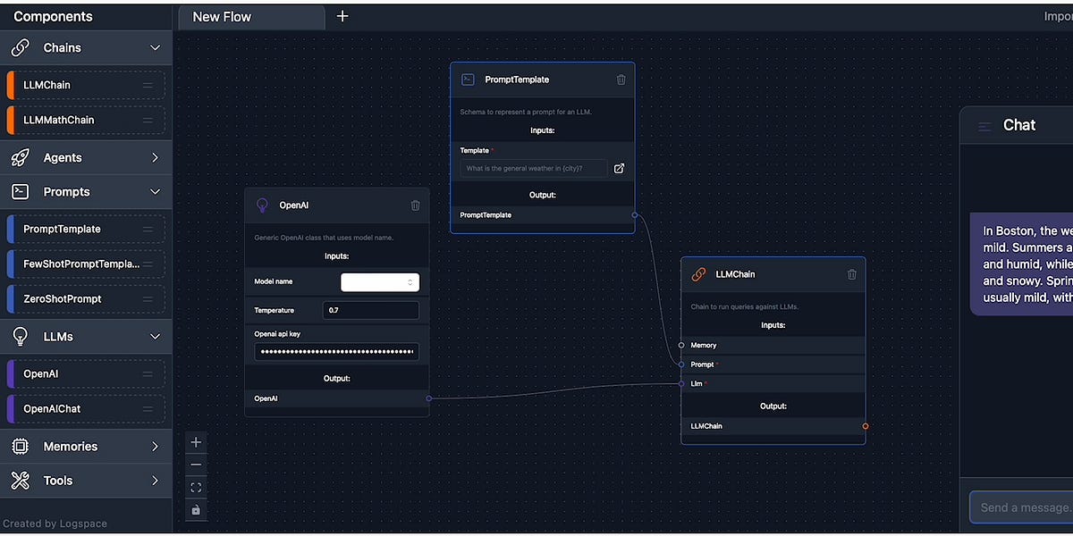 Create a LLM Chain application in 30 seconds with ⛓️ LangFlow, a GUI for 🦜🔗LangChain...