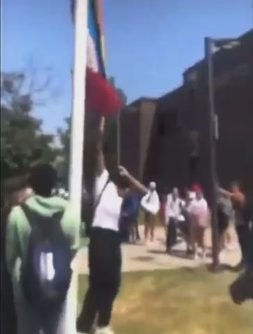 Watch: Video shows the Pride flag being ripped down at London, Ontario ...