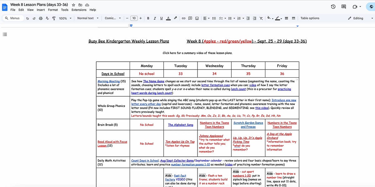 Video: Summary of Lesson Plans Week 8 (days 33-38)