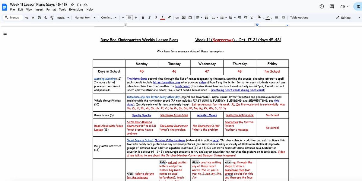 Video: Summary of Lesson Plans Week 11 (days 45-48)