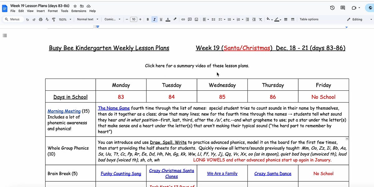 Video: Summary of Lesson Plans Week 19 (days 83-86)