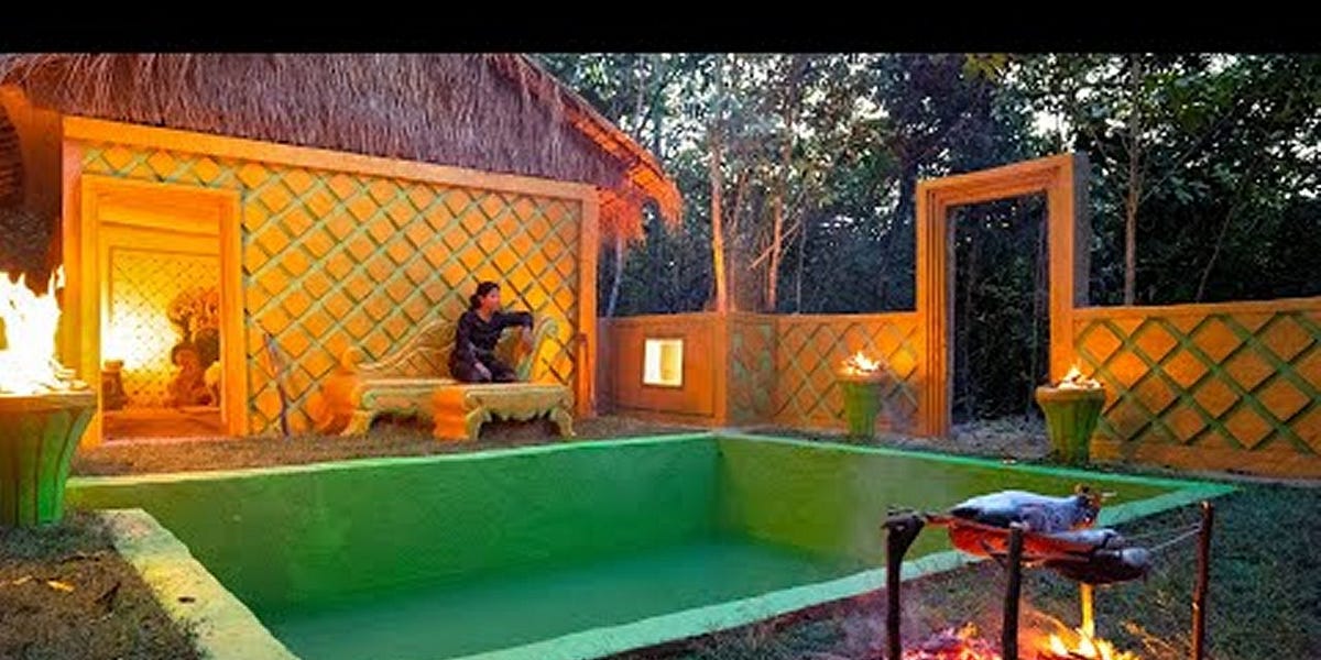 Woman living Off Grid Builds The Most Amazing Swimming Pool Survival ...