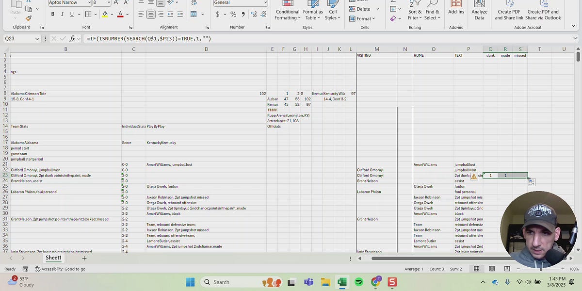Spotting Boards 139: extracting specific data out of a play by play log Spotting Boards 139: extracting specific data out of a play by play log