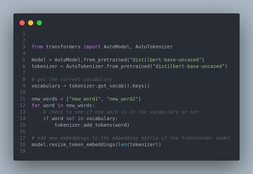 How to add new tokens to a transformer model vocabulary