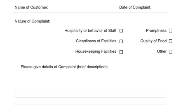 Hotel Complaint Form - Dean Daily