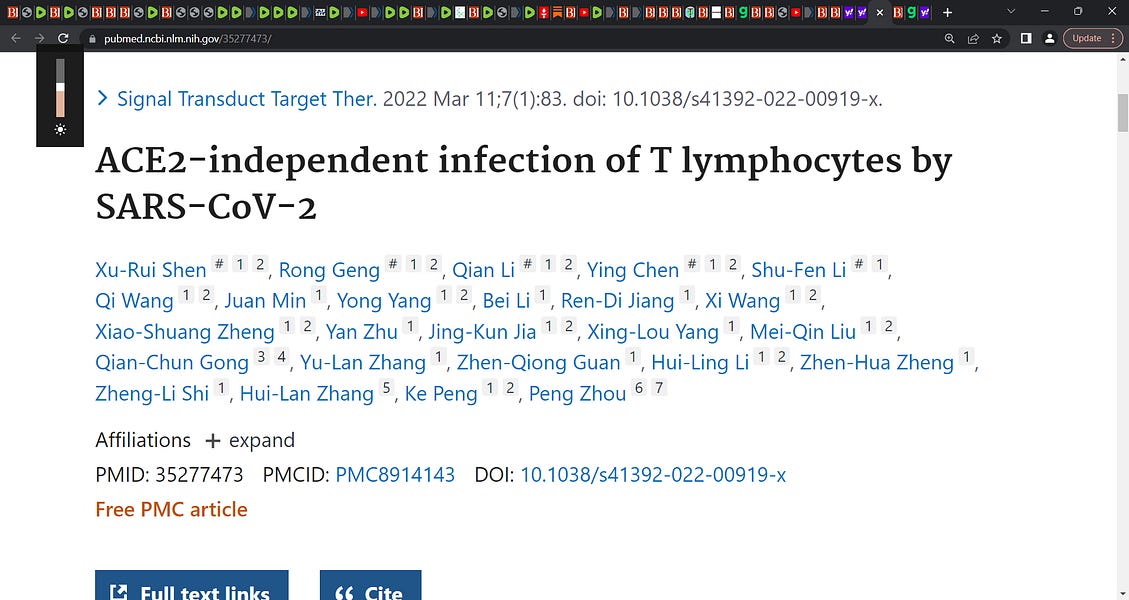 Shen et al.: "ACE2-independent infection of T lymphocytes by SARS-CoV-2 ...