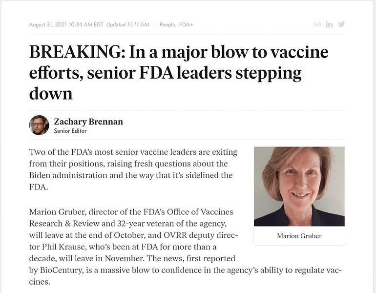 two top FDA vaccine leaders stepping down over agency practice