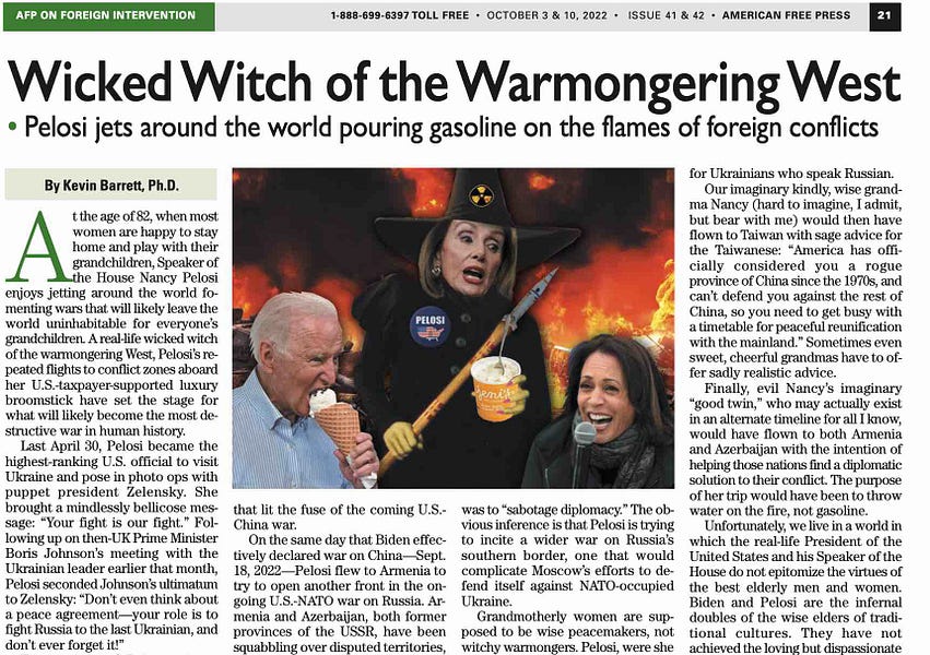 Nancy Pelosi: Wicked Witch of the Warmongering West