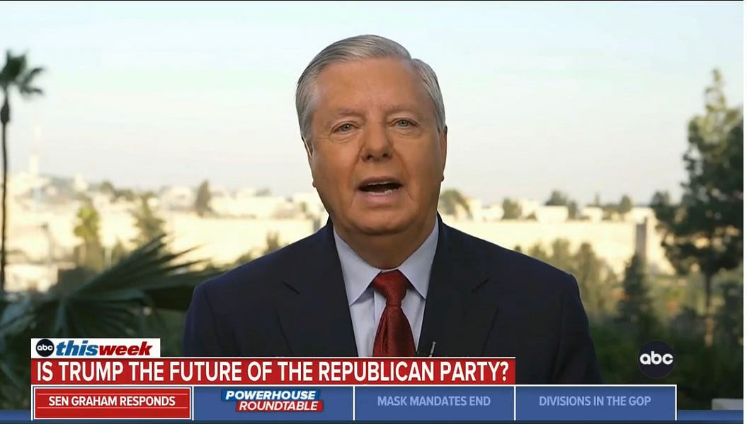 Chinless wonder Lindsey Graham calls Trump ‘dominant’