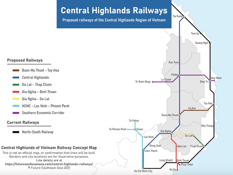 Central Highlands of Vietnam Railway Map - by James Clark