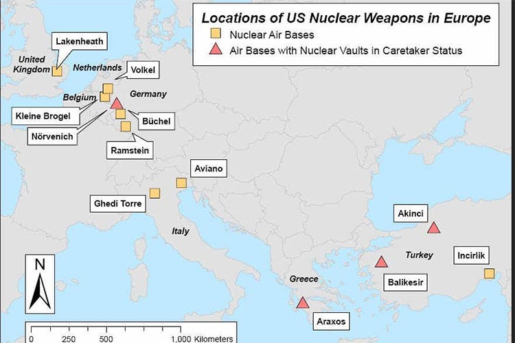 Locations of US Nuclear Weapons In Europe