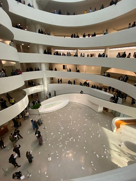 Paper Planes at the Guggenheim - by Allison Hewitt Ward