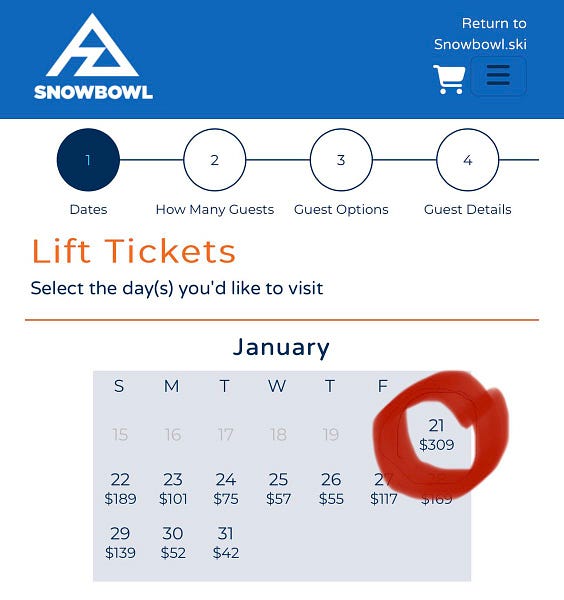 Arizona Snowbowl Peak-Day Lift Ticket Hits $309