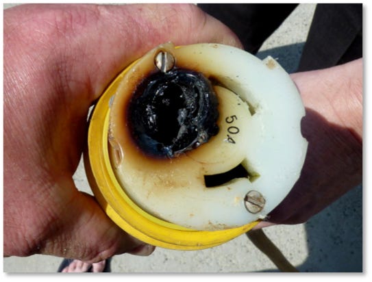 Melted Shore Power Plugs - by Mike Sokol - RVelectricity