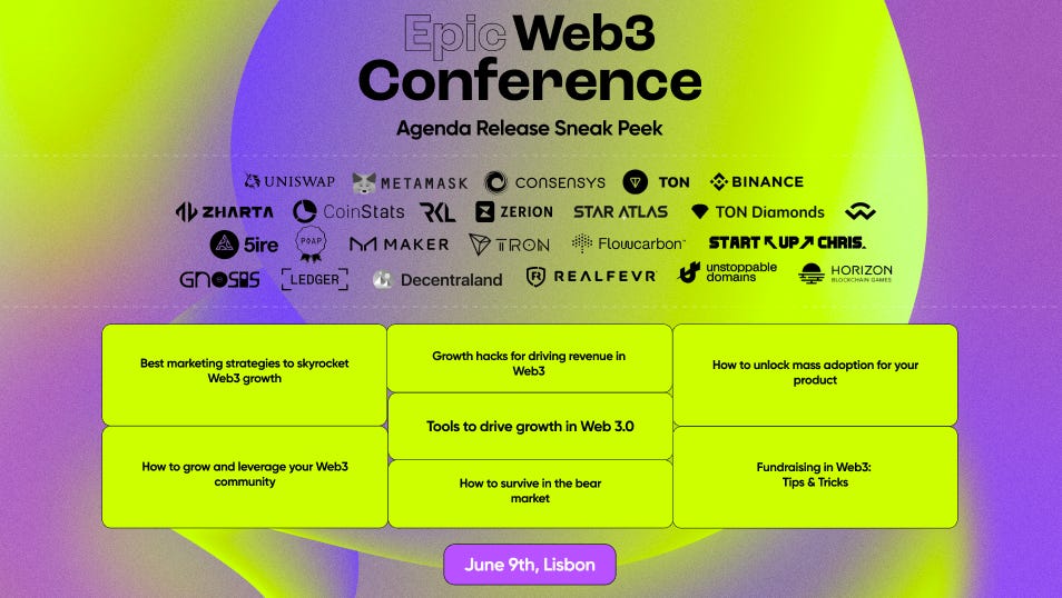 Fireside chat with POAP co-founder on mass adoption and over 20 actionable talks at Epic Web3 ...