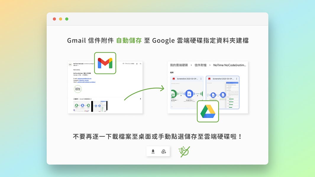 如何自動下載 Gmail 信箱附件並分類建檔至 Google 雲端硬碟? - NoCode 工作術，工作更專注