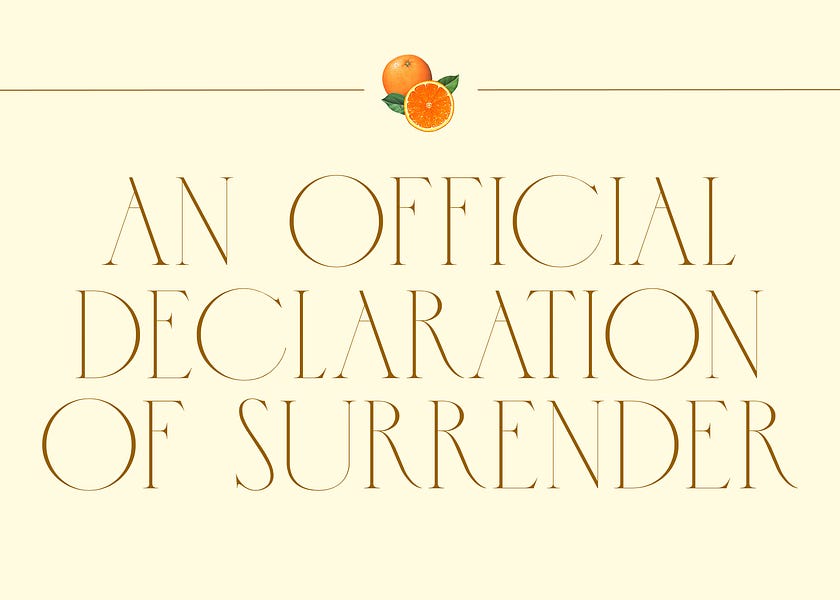 AN OFFICIAL DECLARATION OF SURRENDER - by Theo Itchon