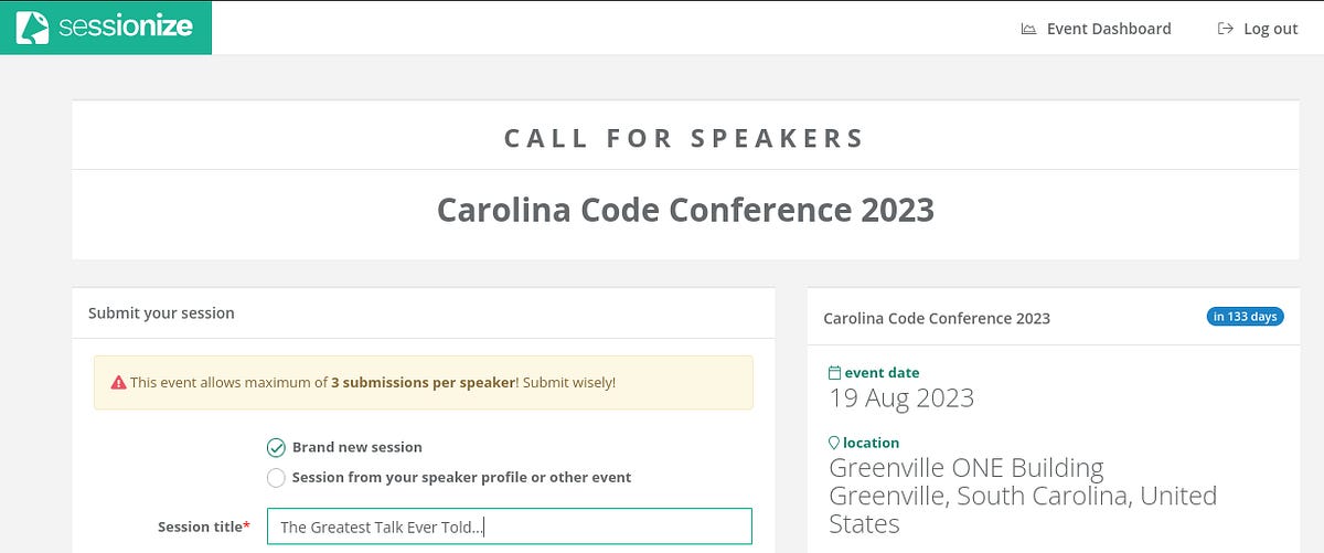 Call for Speakers is now open! | Carolina Code Conference