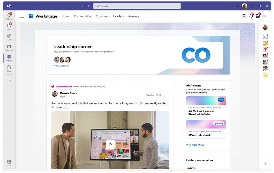 Viva Engage features for leaders, communicators and employees Viva Engage features for leaders, communicators and employees