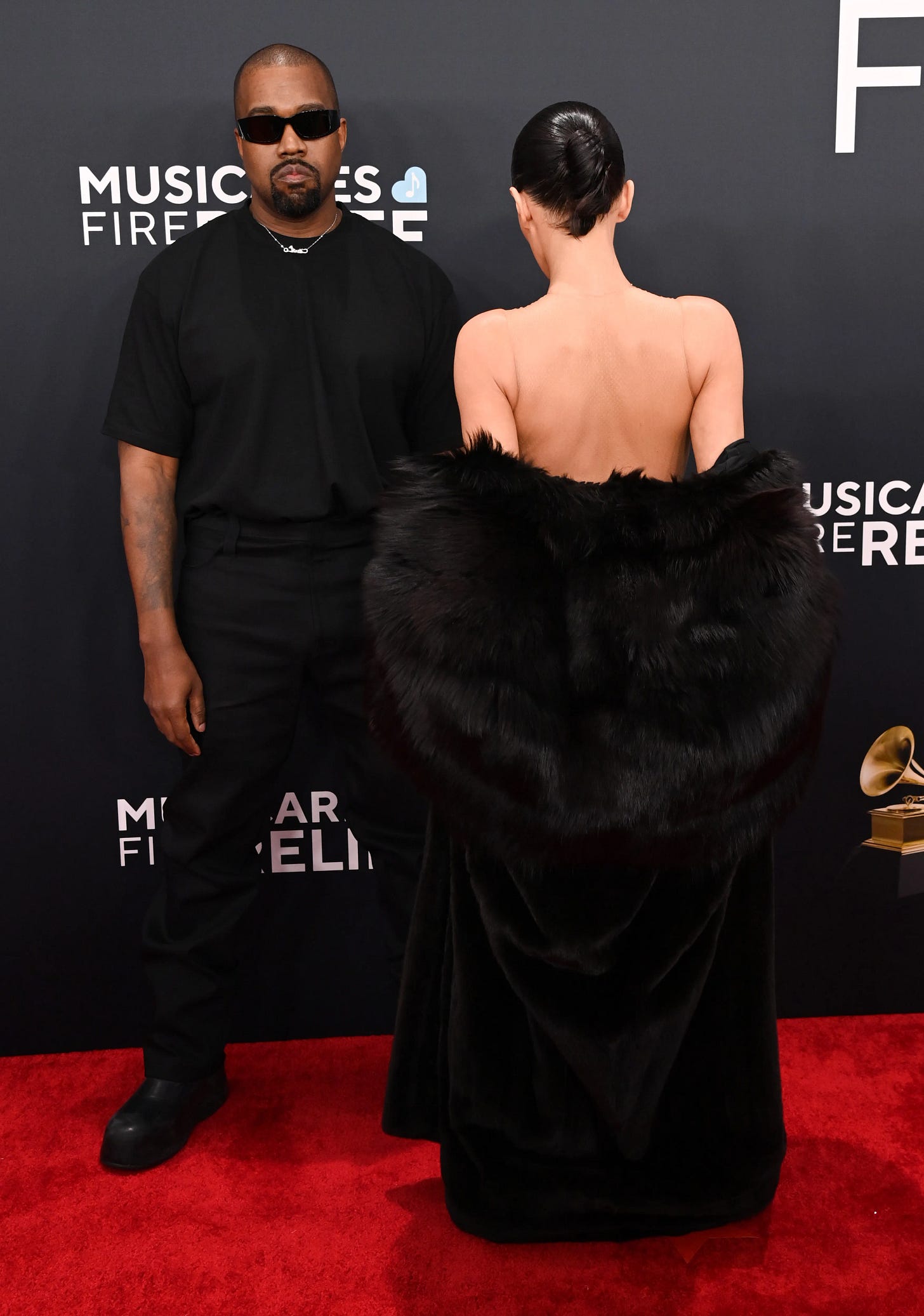 Bianca Censori wears Yeezy "Invisible Dress" at Grammys