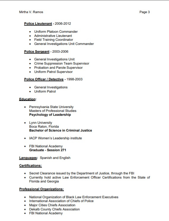 Mirtha Ramos' Cover Letter and Resume