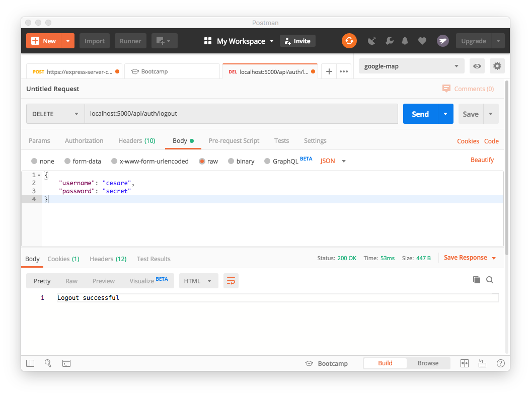 How to implement a logout method in an Express application