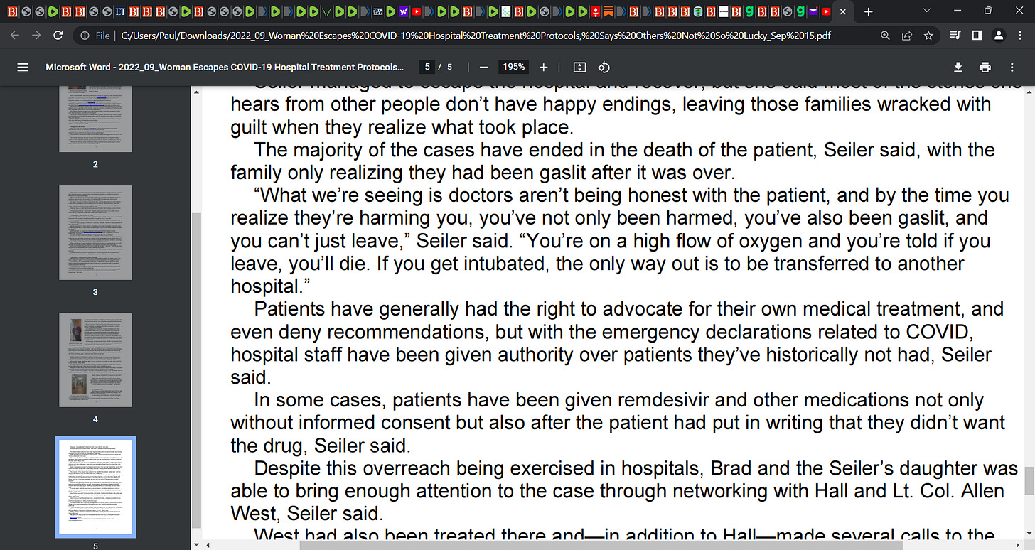 Woman Escapes COVID-19 Hospital Treatment Protocols, Says Others Not So Lucky (Mrs. Seiler)